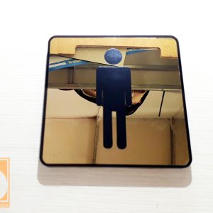 Biển nhà vệ sinh, toilet, wc, restroom Inox đồng vàng bóng 15x15cm